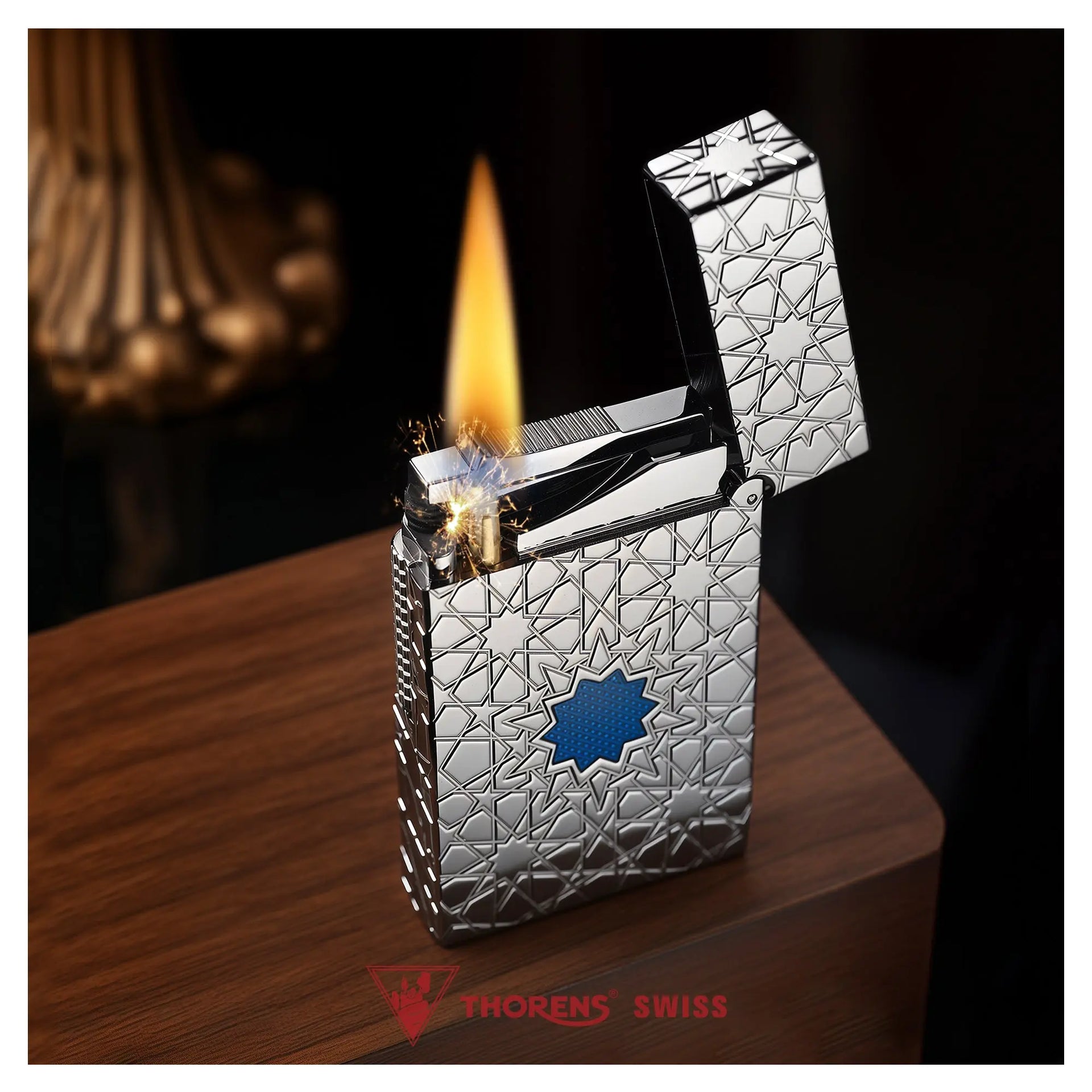 Stellar Mesh Silver Lighter｜Star Geometry Engraved Collectible ...
