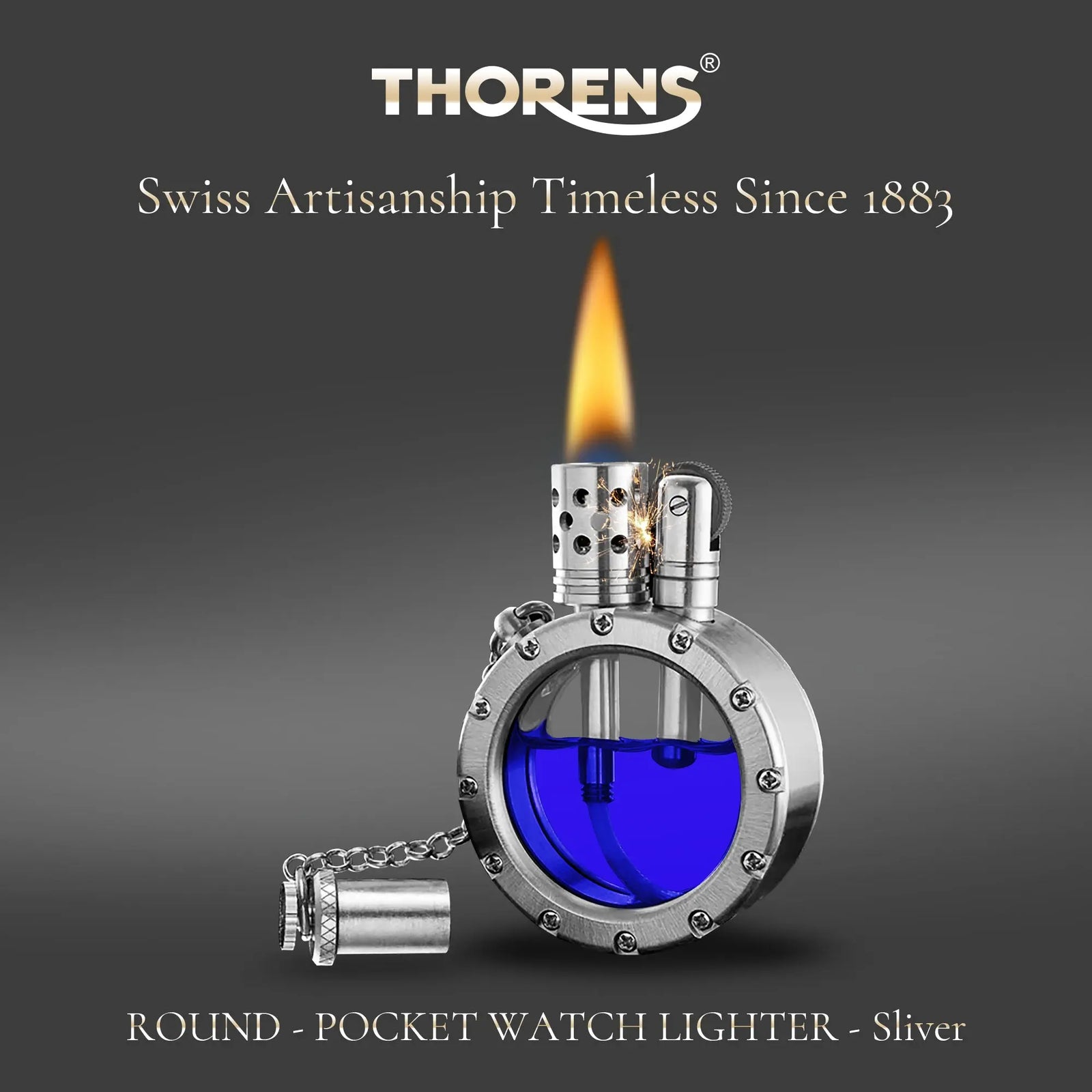 THORENS Round Pocket Watch Lighter｜Silver Steampunk Collectible ...