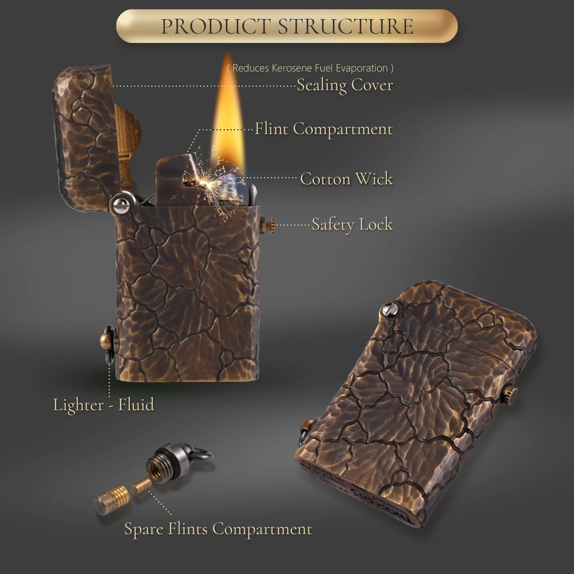 Gen 1 Single Claw Earth Fissure｜Hand-Carved Brass Kerosene Lighter ...
