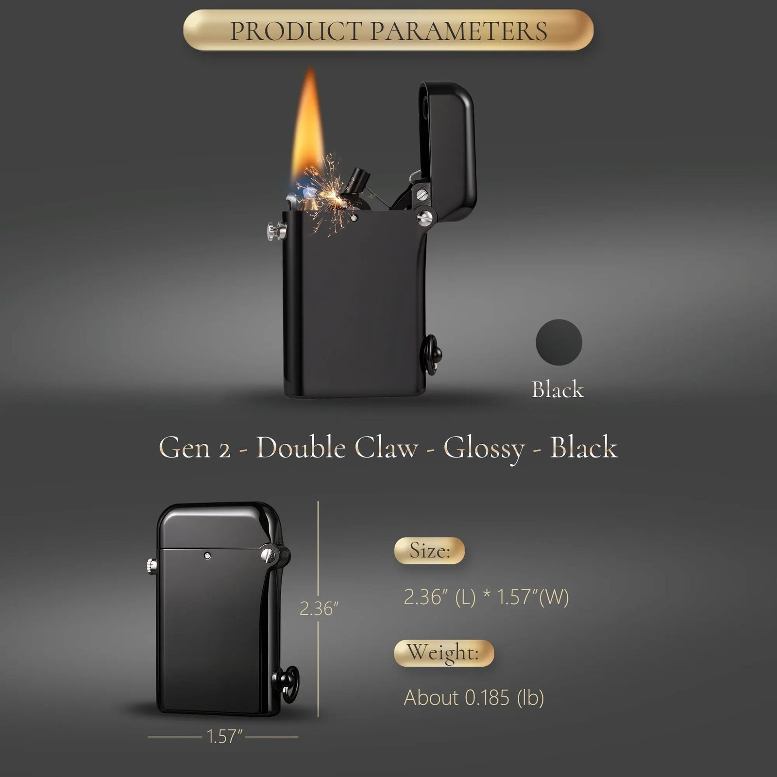 Gen 2 Double Claw Glossy Black Lighter｜Brass Kerosene Collectible ...