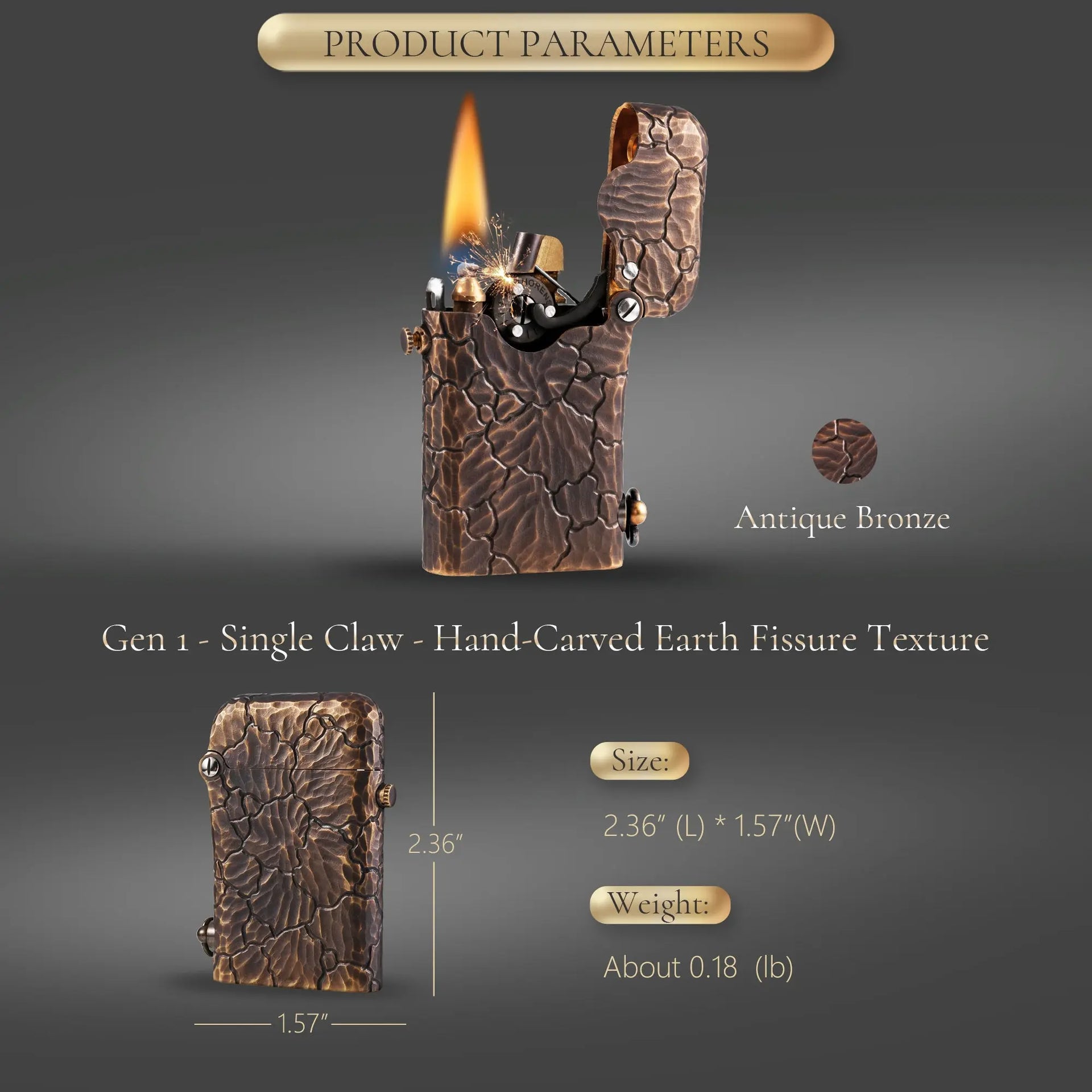 Gen 1 Single Claw Earth Fissure｜Hand-Carved Brass Kerosene Lighter ...