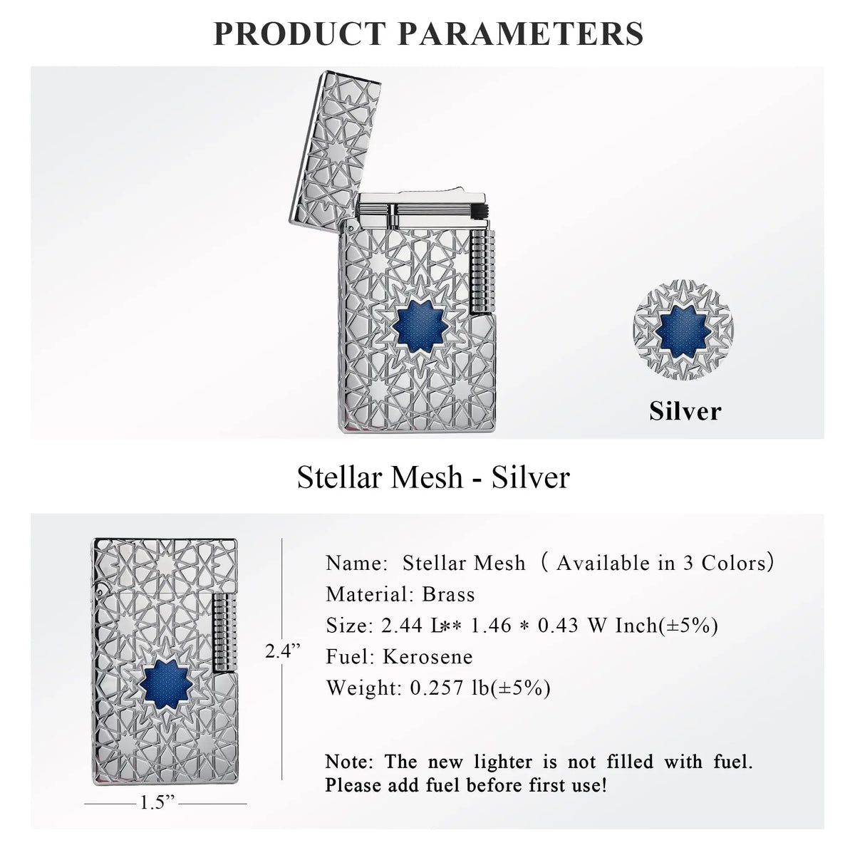 Stellar Mesh Silver Lighter｜Star Geometry Engraved Collectible ...