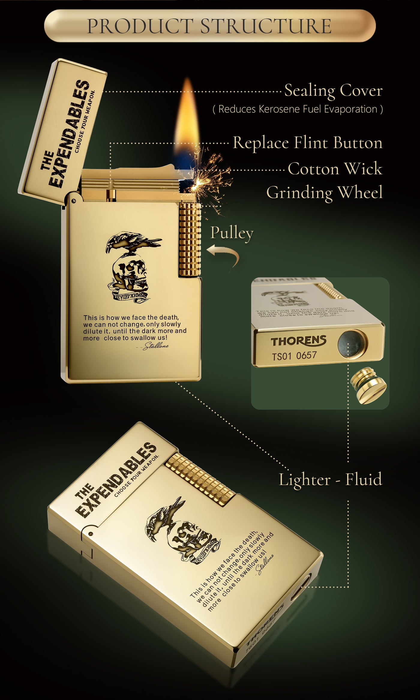 Side Slip - Etched Lighter, Practical & High Quality Brass Lighter ...