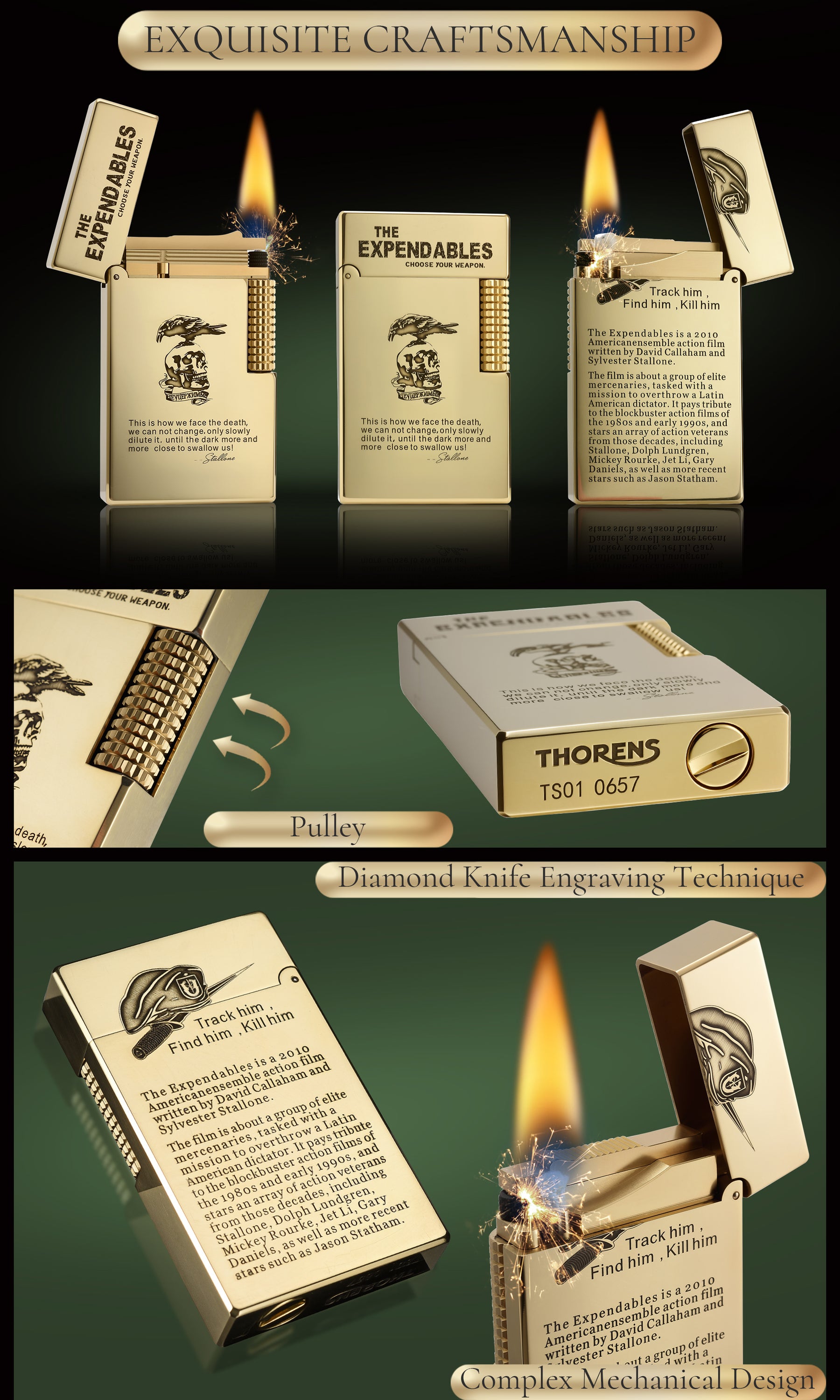 Side Slip - Etched Lighter, Practical & High Quality Brass Lighter ...