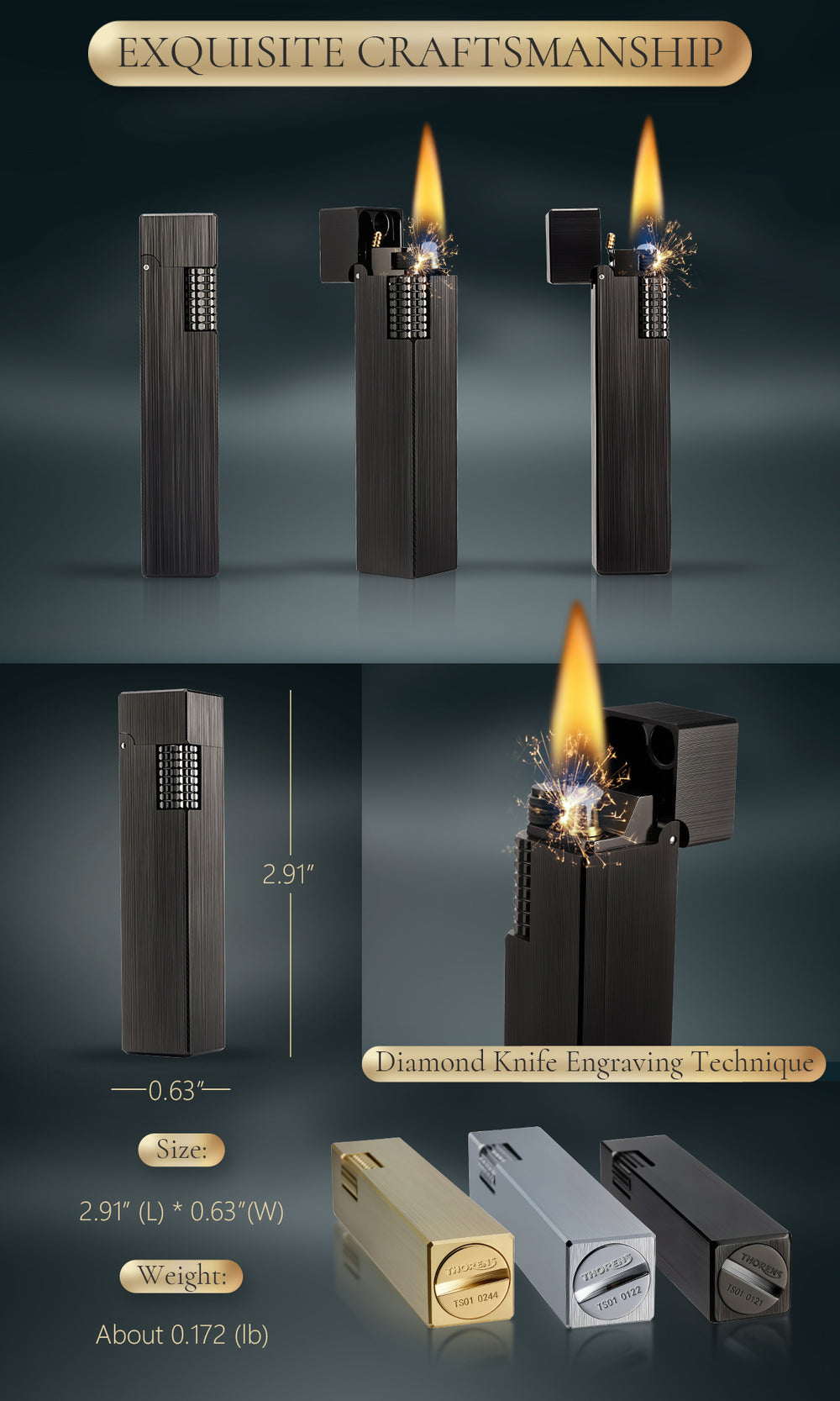 Rectangular Lighter, Practical & High Quality Refillable Lighter ...